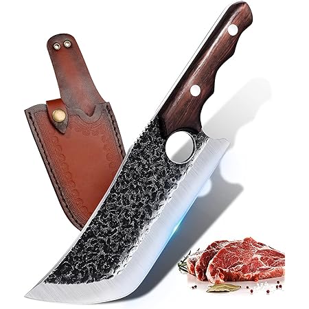 Amazon.com: TIVOLI Viking Meat Cleaver Knife with Sheath, Hand-Forged ...