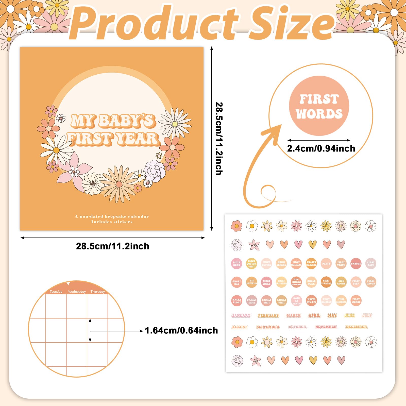 Snapklik.com : Boho Flower Babys First Year Calendar