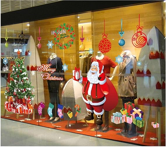 Xmas Window Stickers Large Chrismas Windows Decals Window Decorations ...