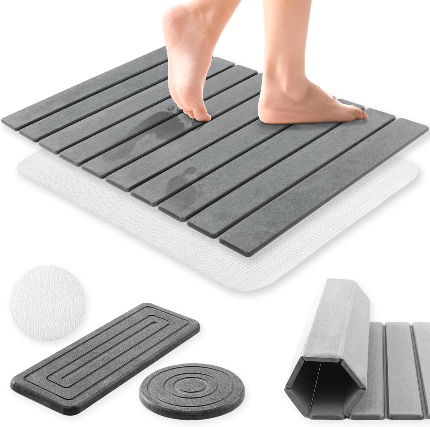 Amazon.com: Aertiavty Stone Bath Mat Foldable, 23x15 Inch Bath Mat ...