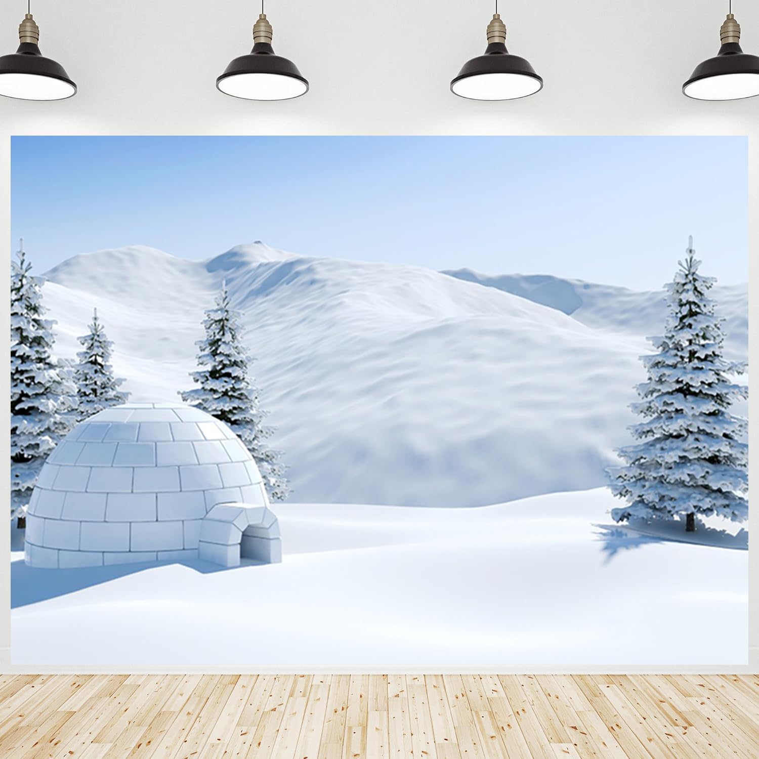 Amazon.com : CRTPOD Winter Igloo Backdrop Nature Scenery Snowy Pine ...