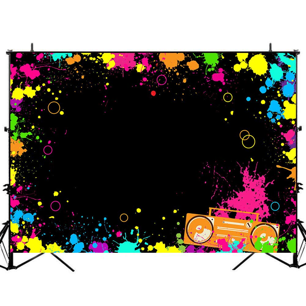 Neon Paint Splatter Border