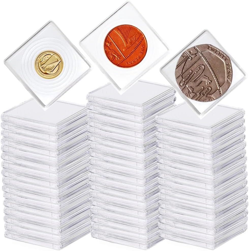 Amazon.com: 40pcs Clear Square Silver Dollar Coin Holder Capsules，2 x 2 ...