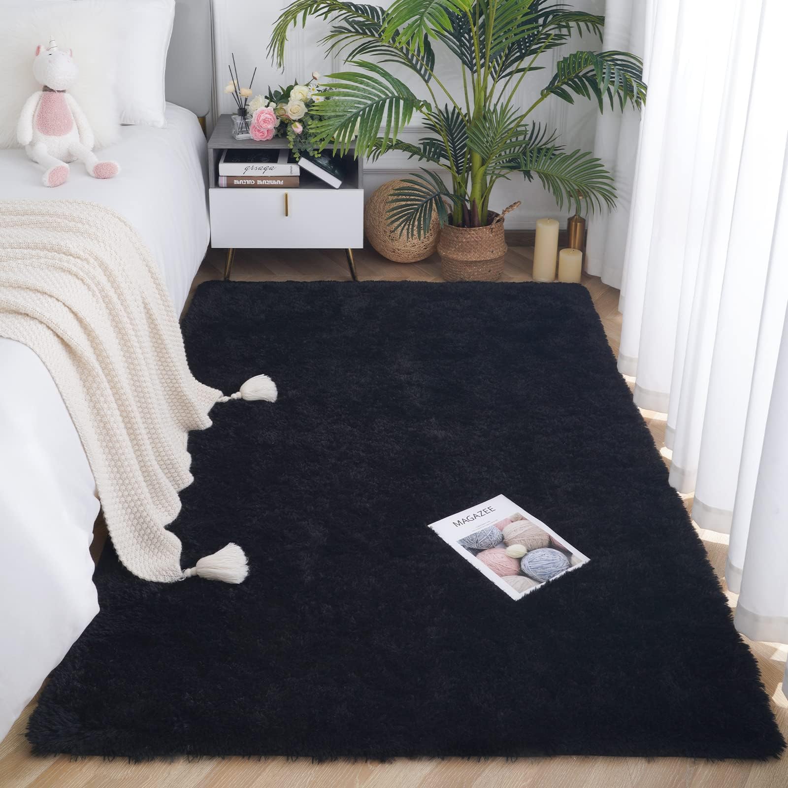 Amazon.com: Tepook Super Soft Fluffy Rug for Bedroom, Modern Shaggy Rug ...