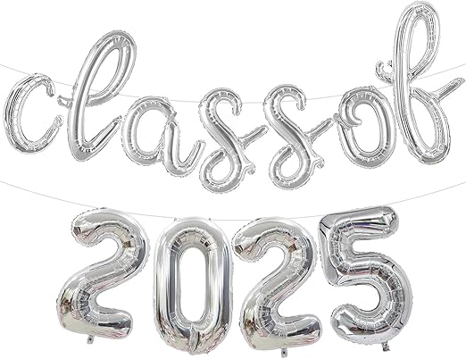 Amazon.com: Silver Class of 2025 Balloons - 16 Inch 2025 Balloons ...