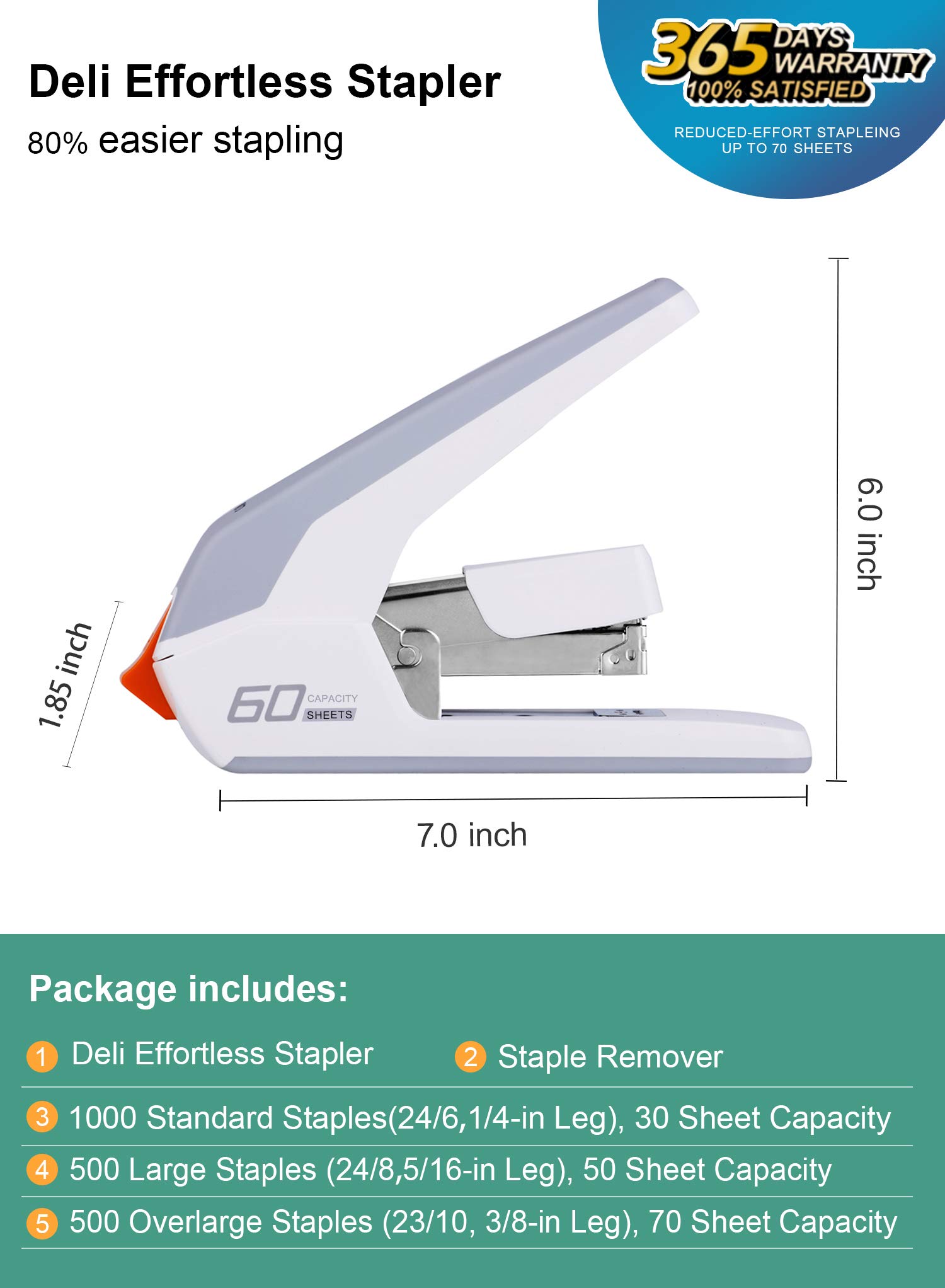Snapklik.com : Deli Effortless Heavy Duty Stapler, One Touch Stapling ...