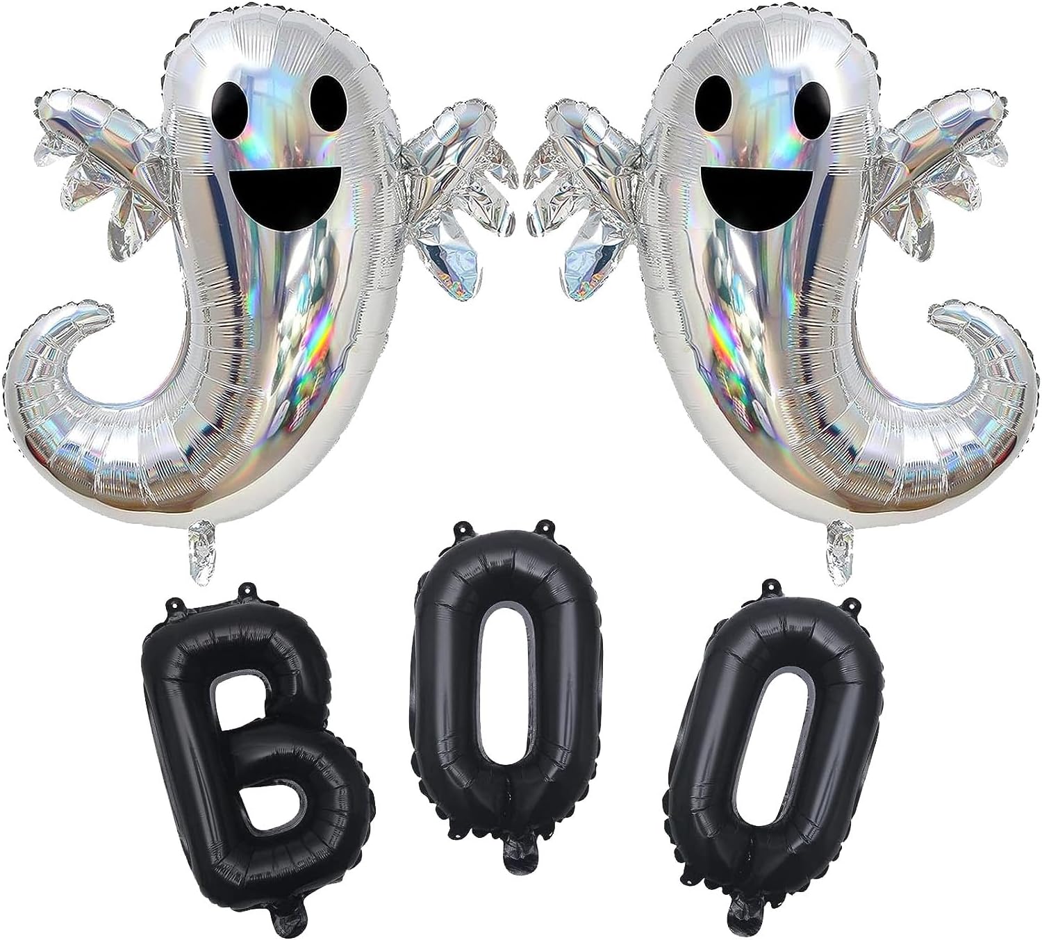 6 PCS Halloween Balloons, Halloween Foil Ghost Balloons Boo Balloon ...