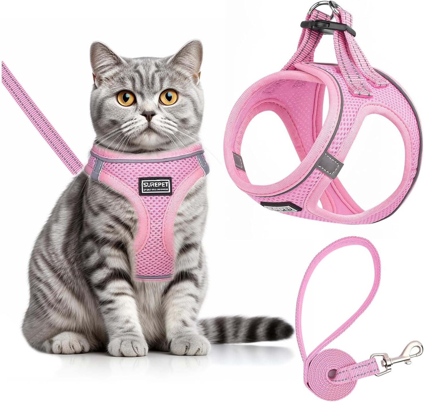 Amazon.com : ALUZAEMO Cat Harness and Leash Escape Proof - Plaid ...