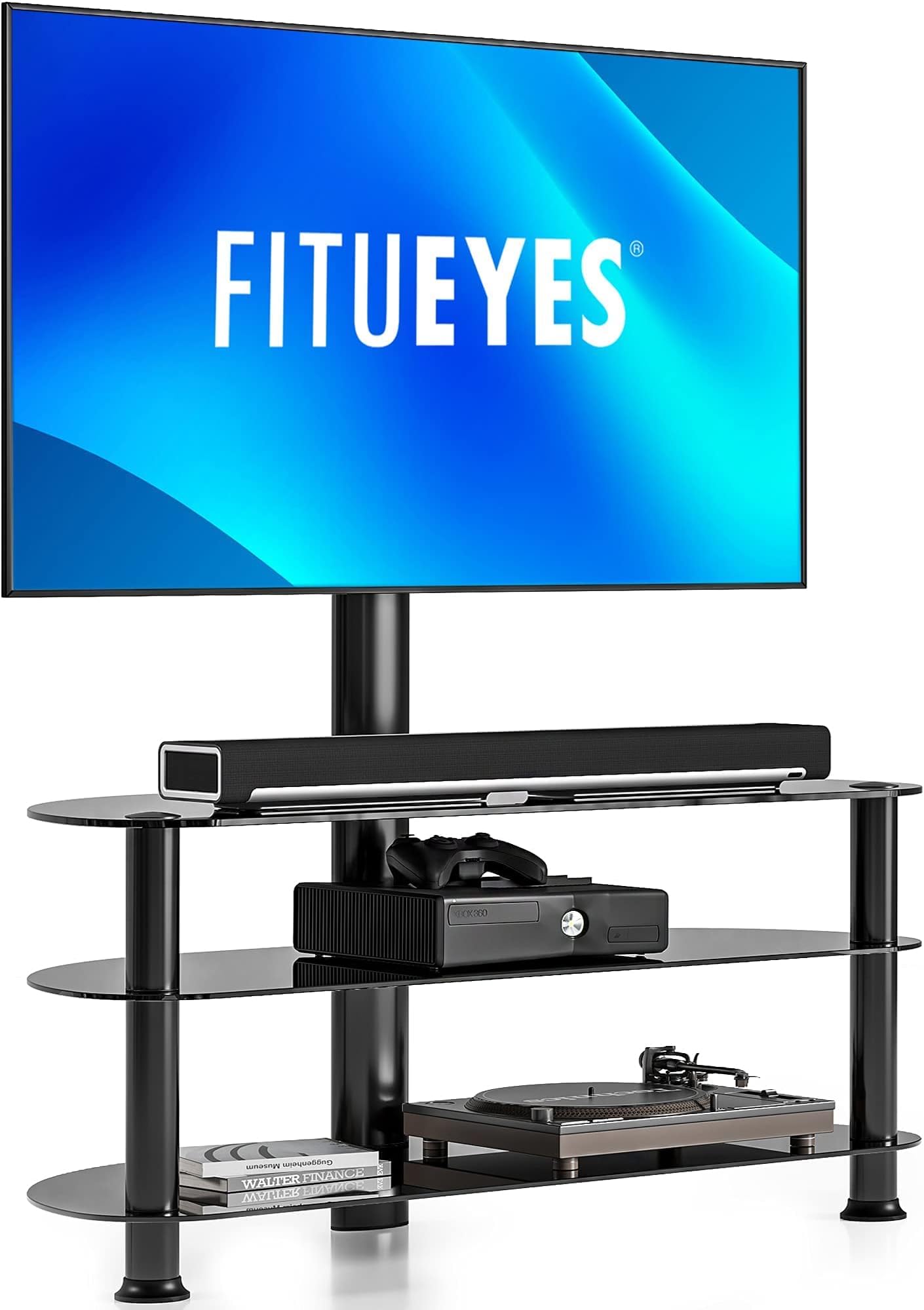 Amazon.com: FITUEYES Tall Swivel Floor TV Stand with Mount 3-Tier Media ...