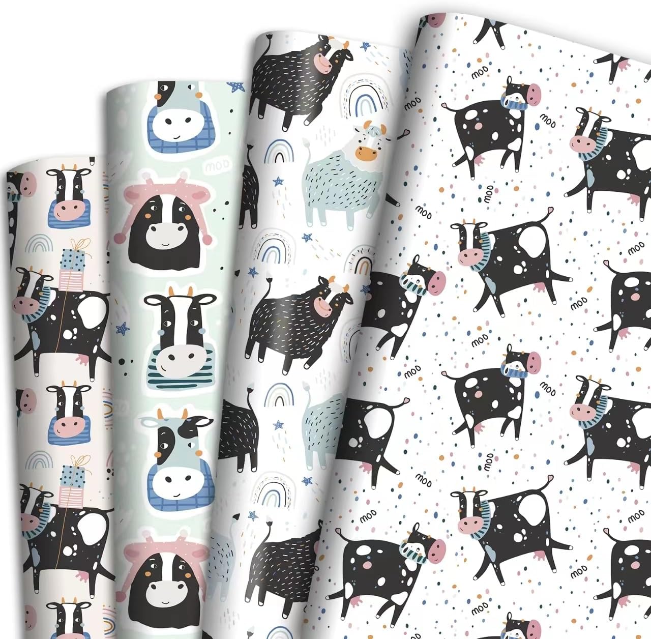 Amazon.com: Vnaaem Cow Wrapping Paper 8 Pc Funny Rainbow Cow Print Gift ...