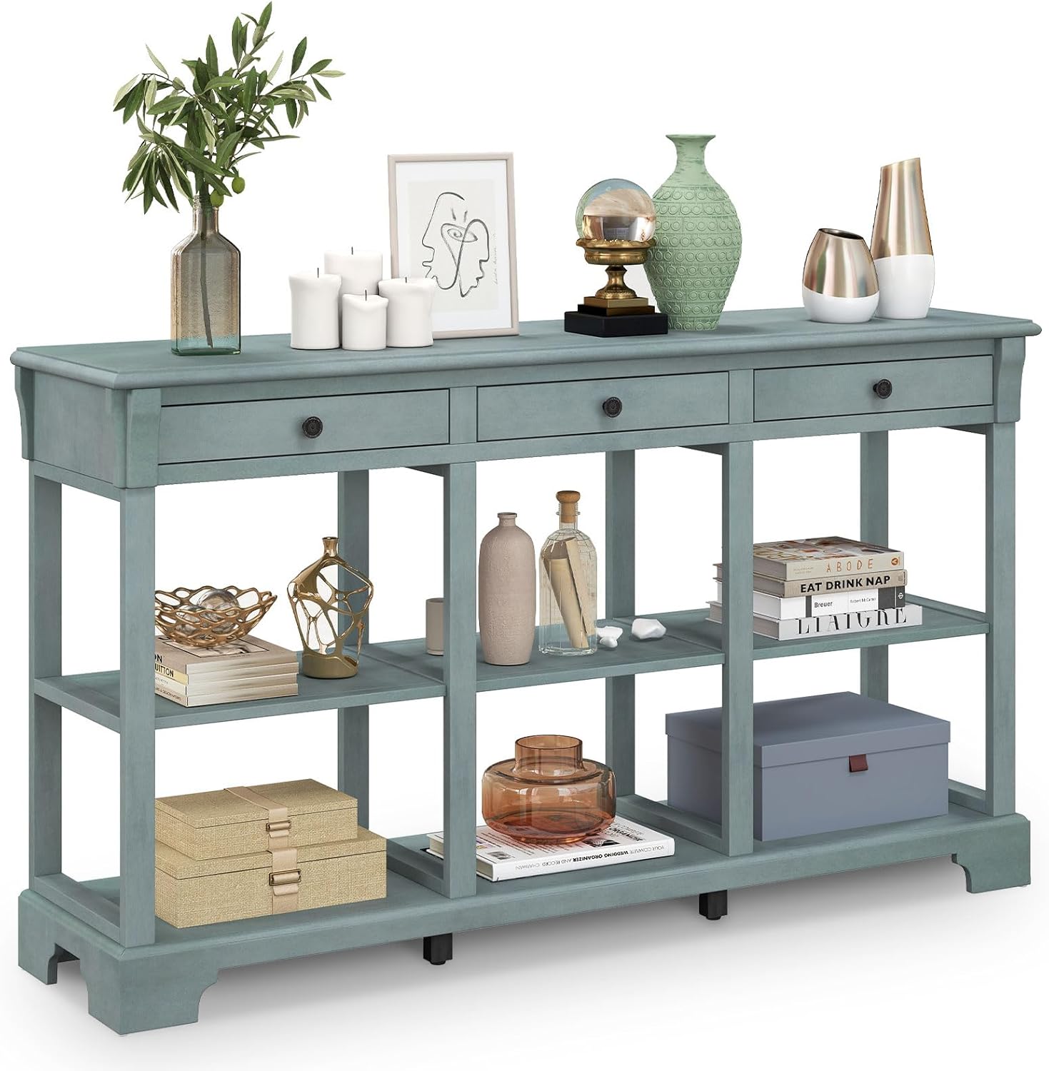 Amazon.com: Giantex Console Table with Storage, 58” Long Sofa Table ...