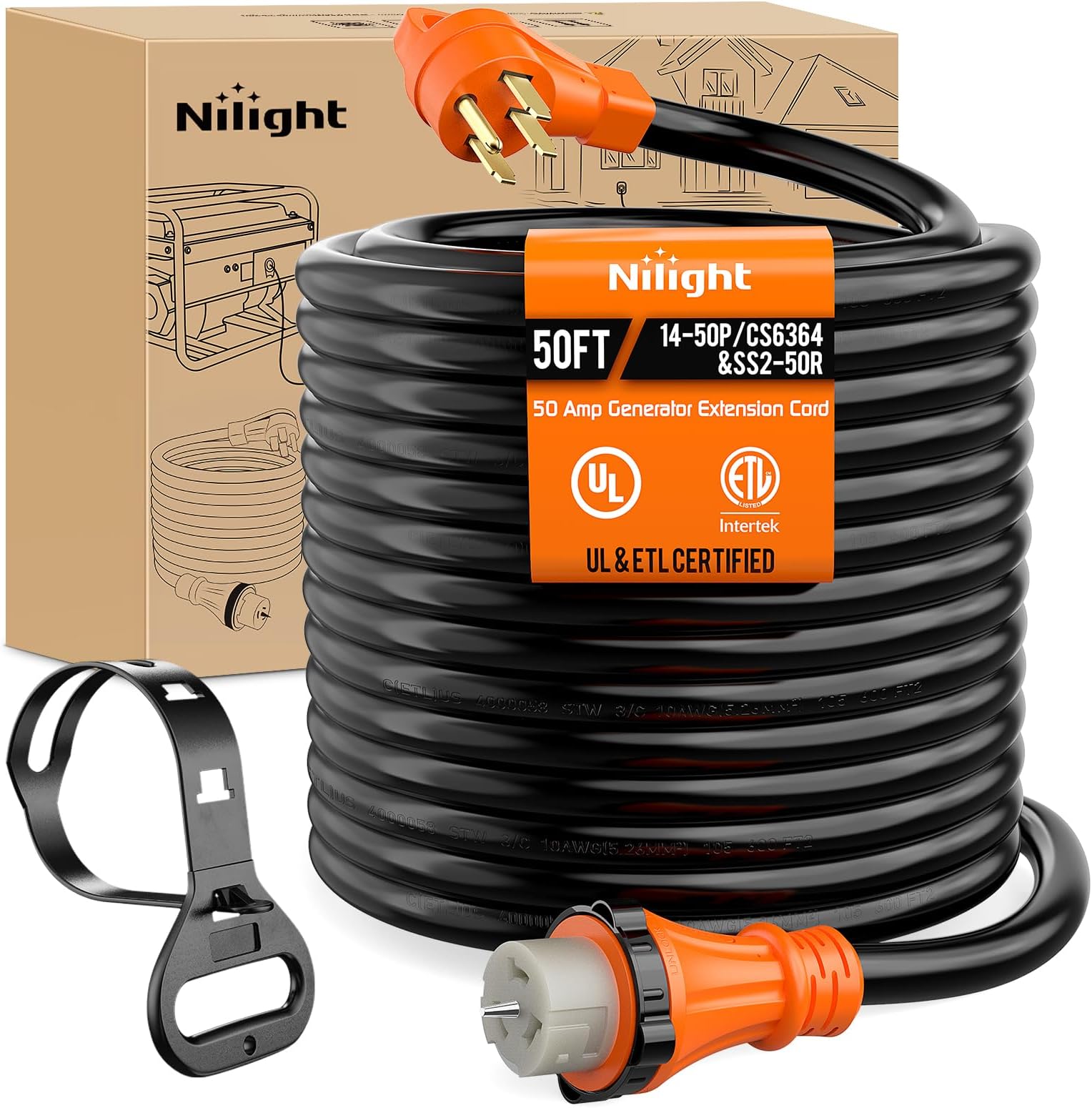 Amazon.com: PlugSaf 50 Amp Generator Cord, 50FT 50 Amp RV Extension ...