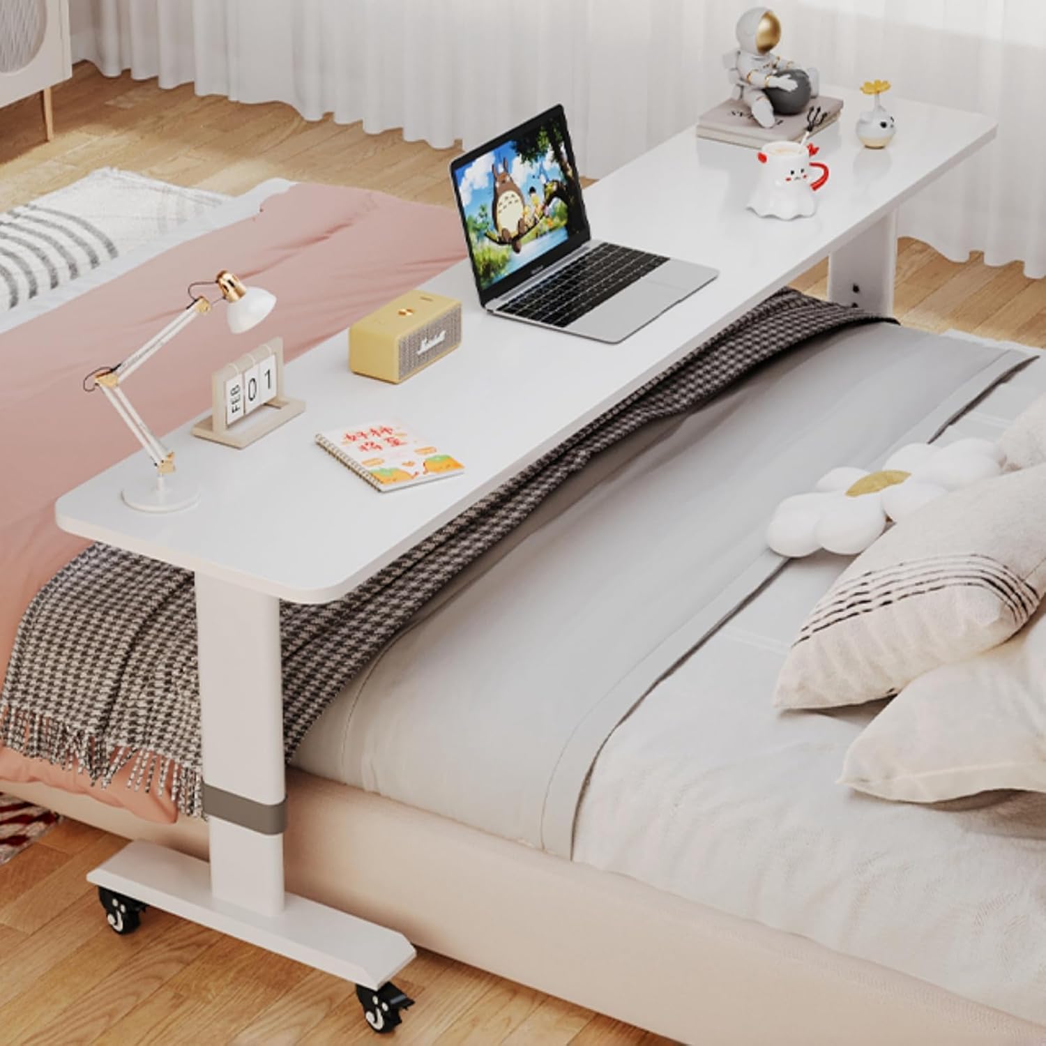 ORNDYDM Bed Desk Over The Bed Table with Wheels Overbed Table Over The ...