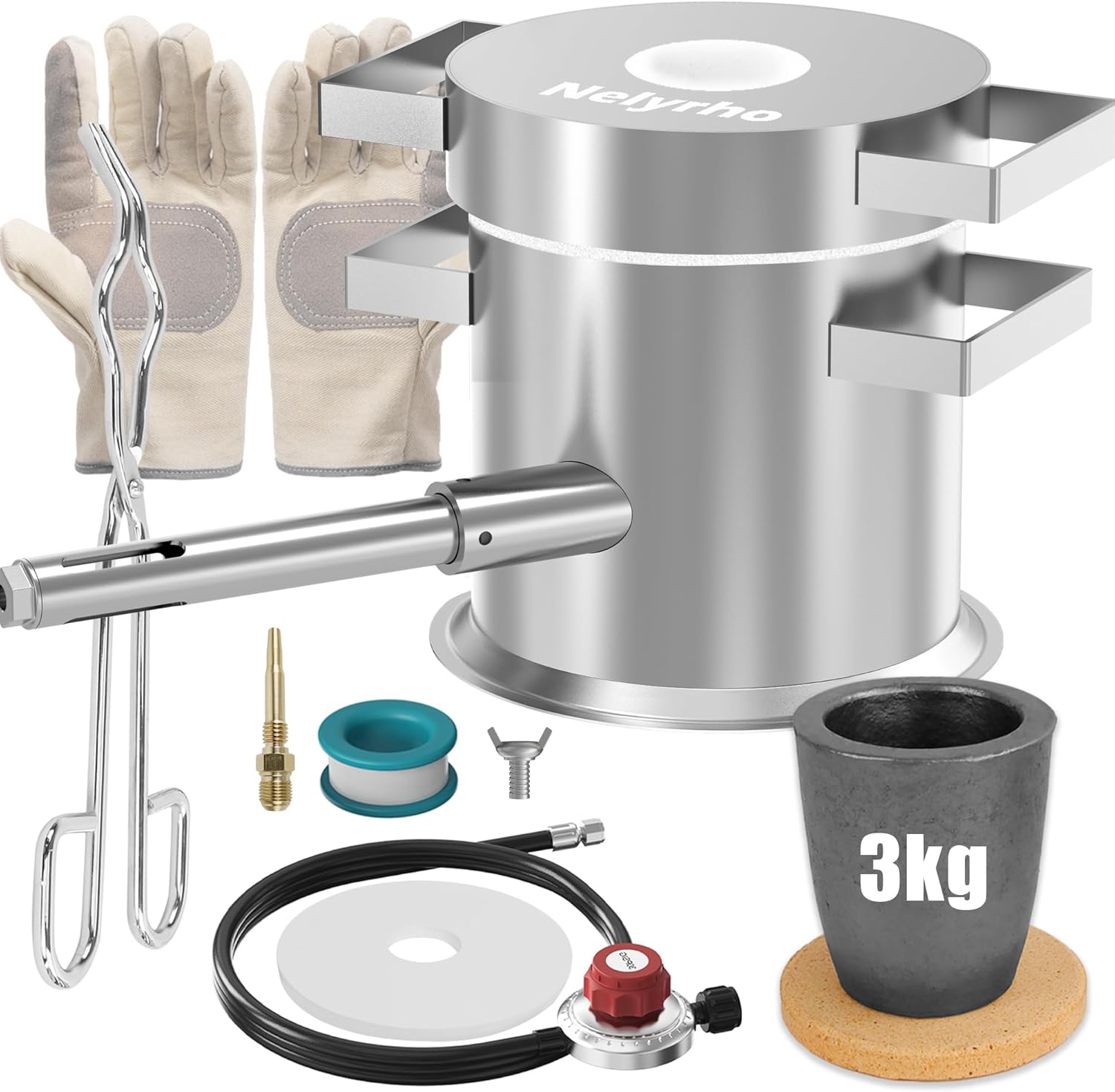 Amazon.com: Nelyrho 3KG Propane Smelting Furnace Kit, Stainless Steel ...