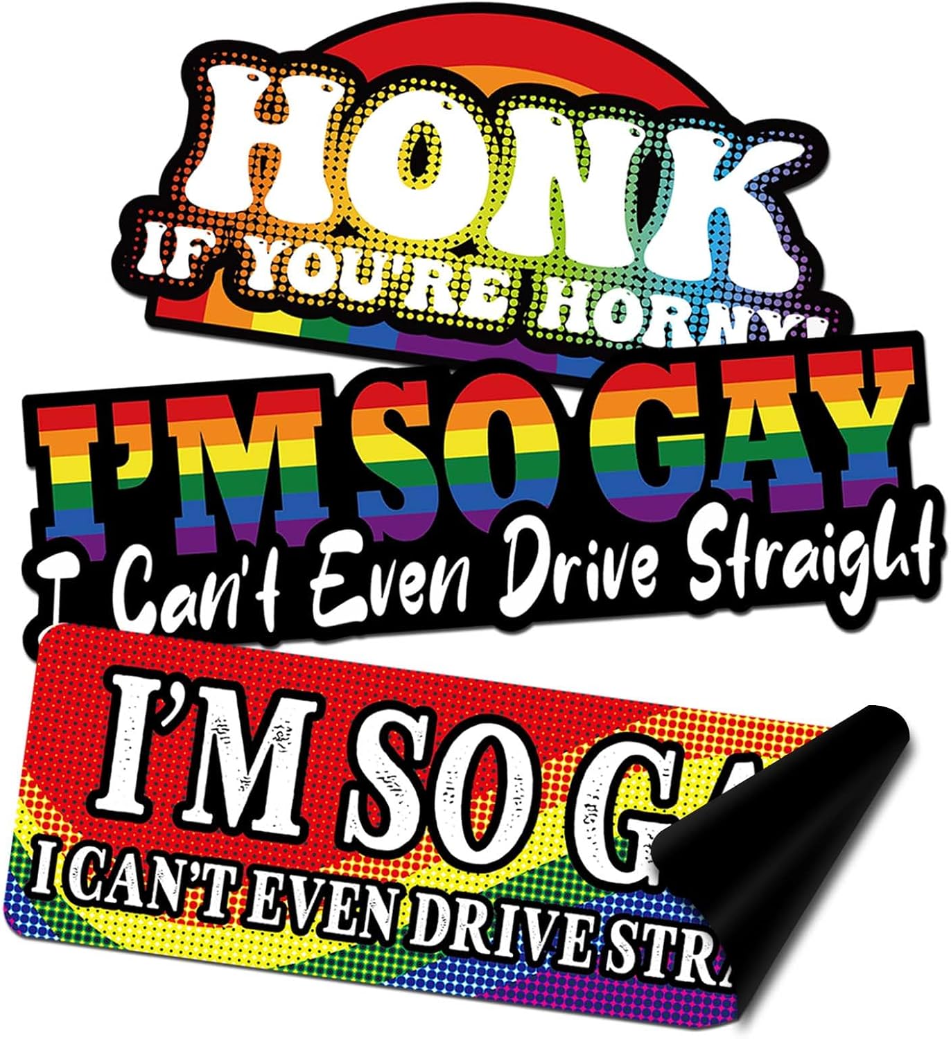 3PCS Rainbow Magnets Funny Car Stickers, Funny Prank Bumper Stickers ...