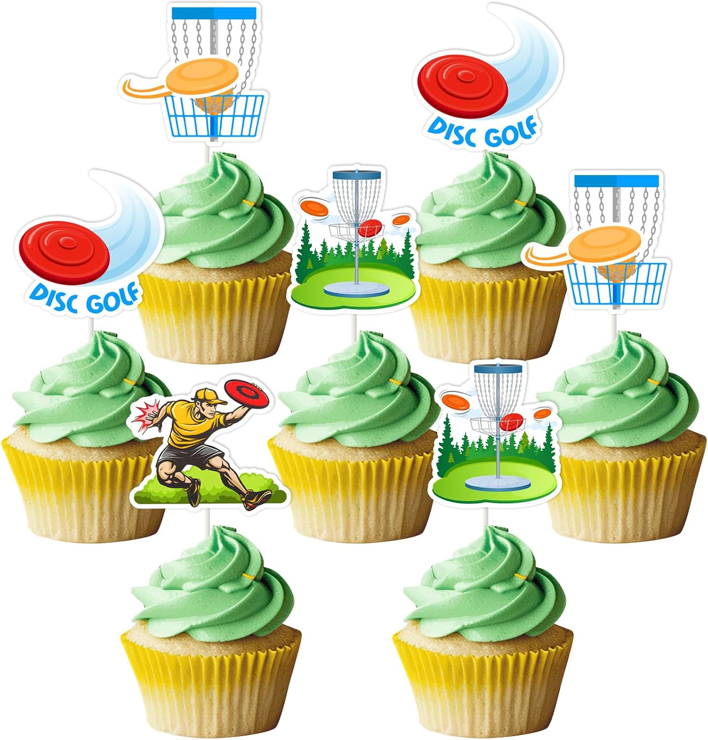 Amazon.com: 24Pcs Disc Golf Cupcake Toppers Disc Golf Party Decorations ...