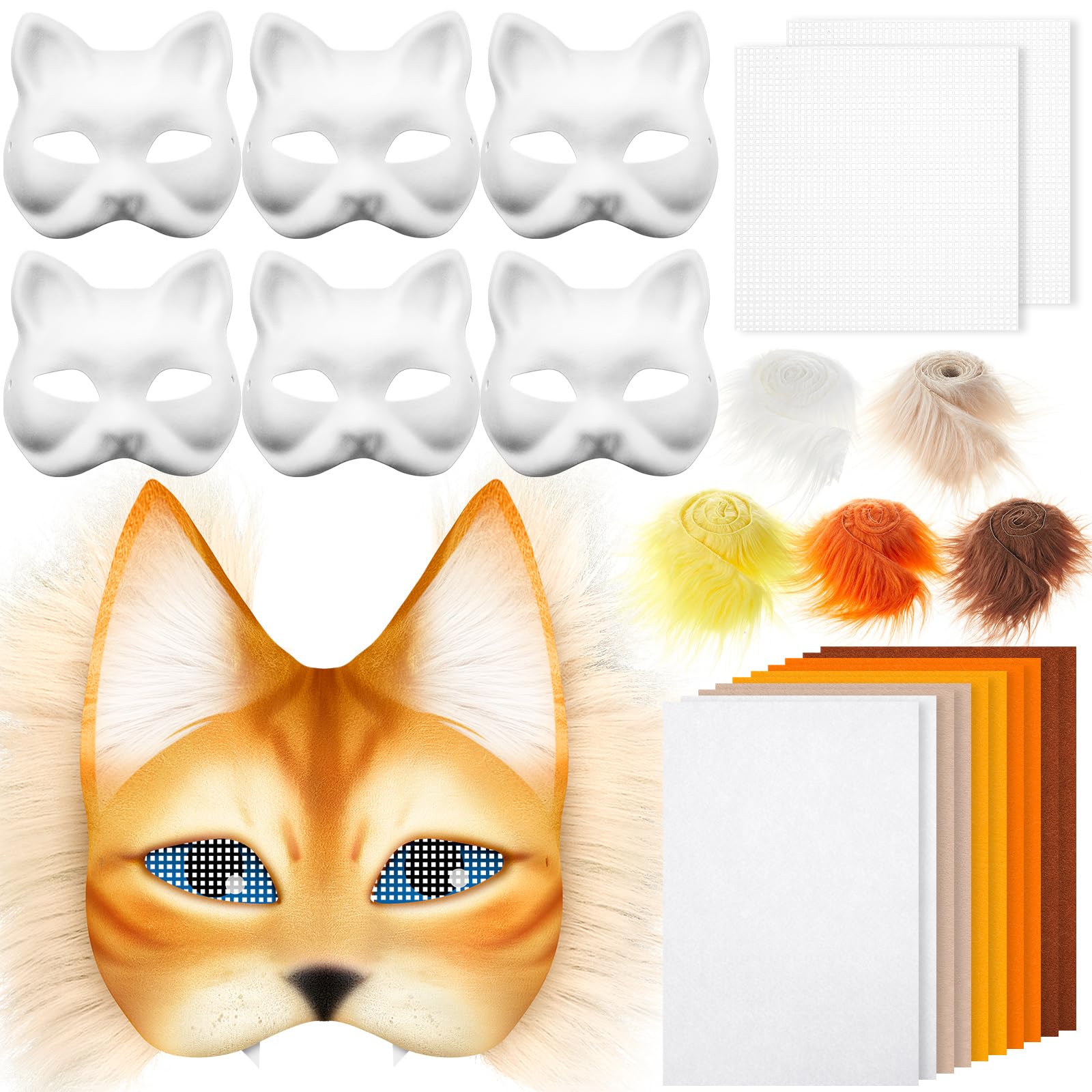 Amazon.com: Seenelling DIY Therian Mask Kit Blank Cat Mask with Felt ...