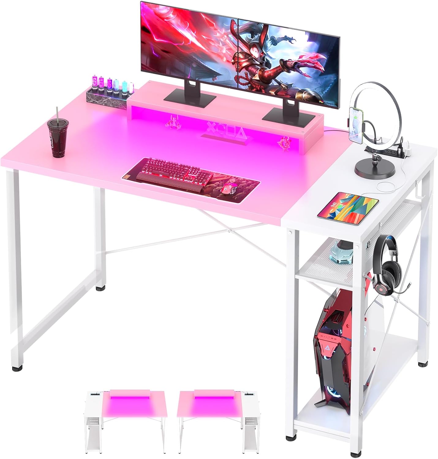 Cyclysio Reversible Computer Desk 40'' Gaming Desk with Shelf Writing ...
