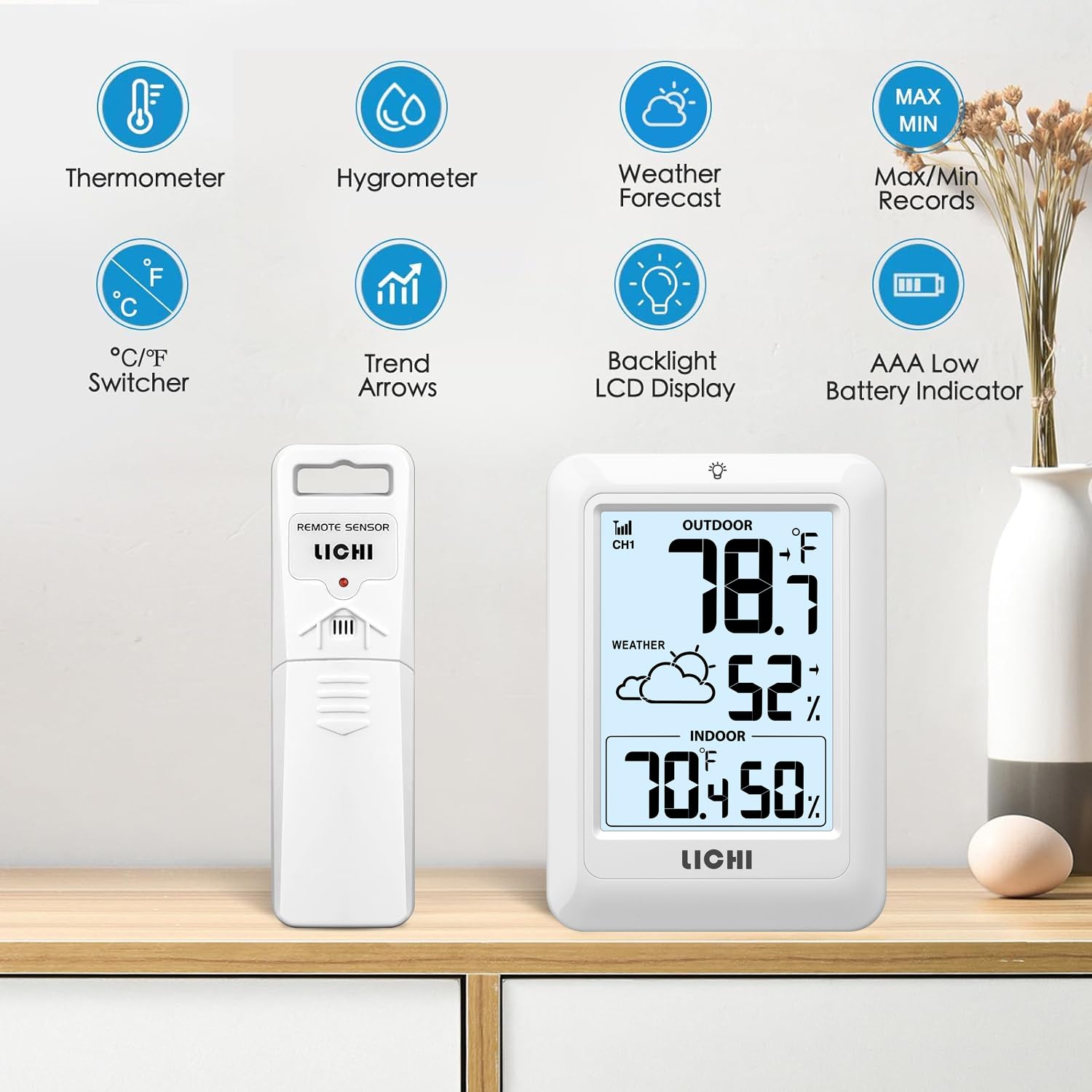 Snapklik.com : Indoor Outdoor Thermometer Wireless Weather Station ...