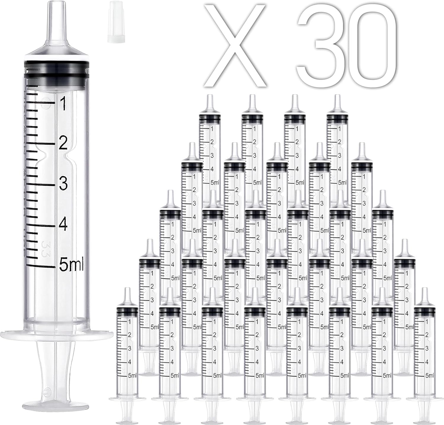 30 Pack 5ml Plastic Syringe Without Needle, Sterile - Syringes Tools ...