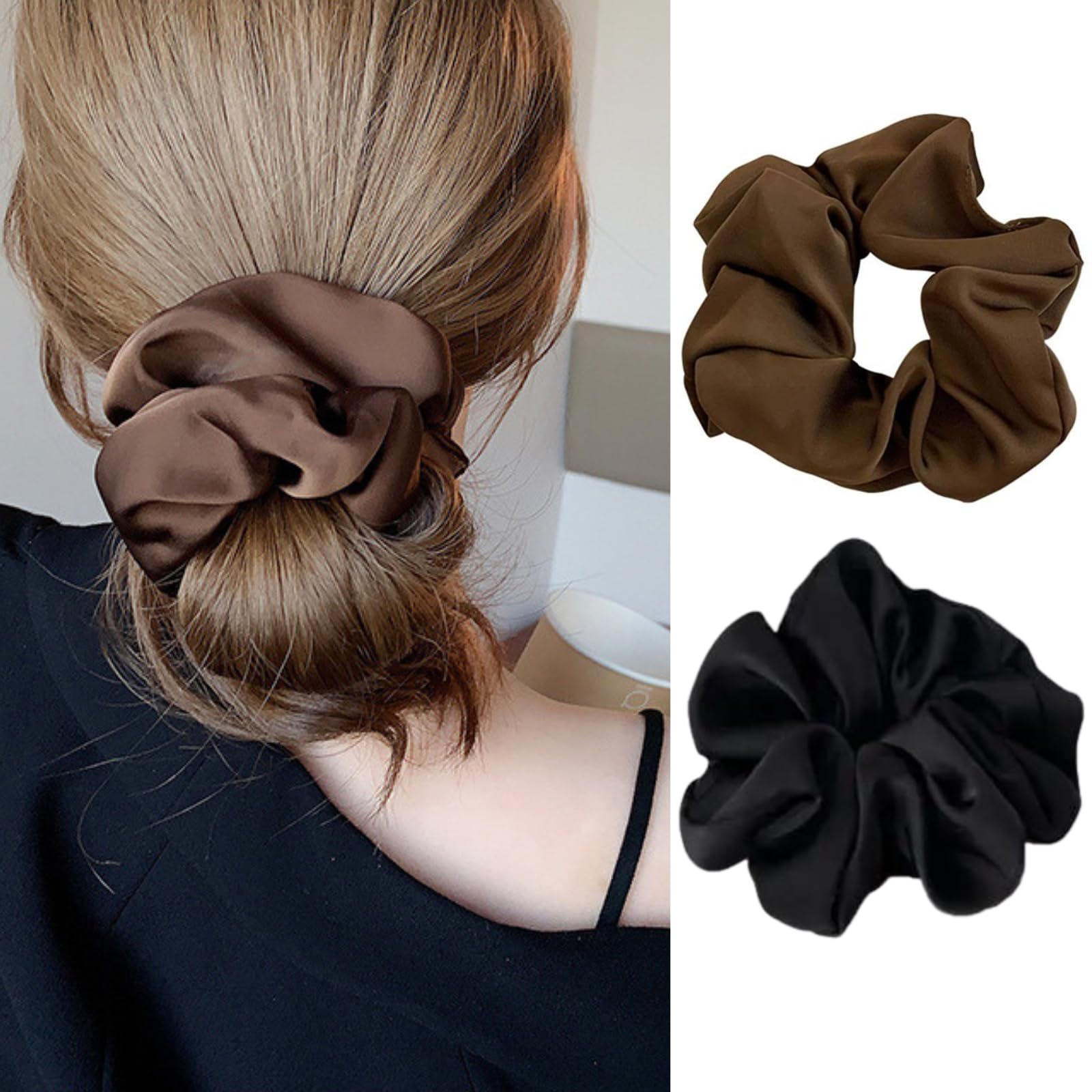 Amazon.com : Silk Scrunchies for Women - Hair Ties, Elastic Ponytail ...