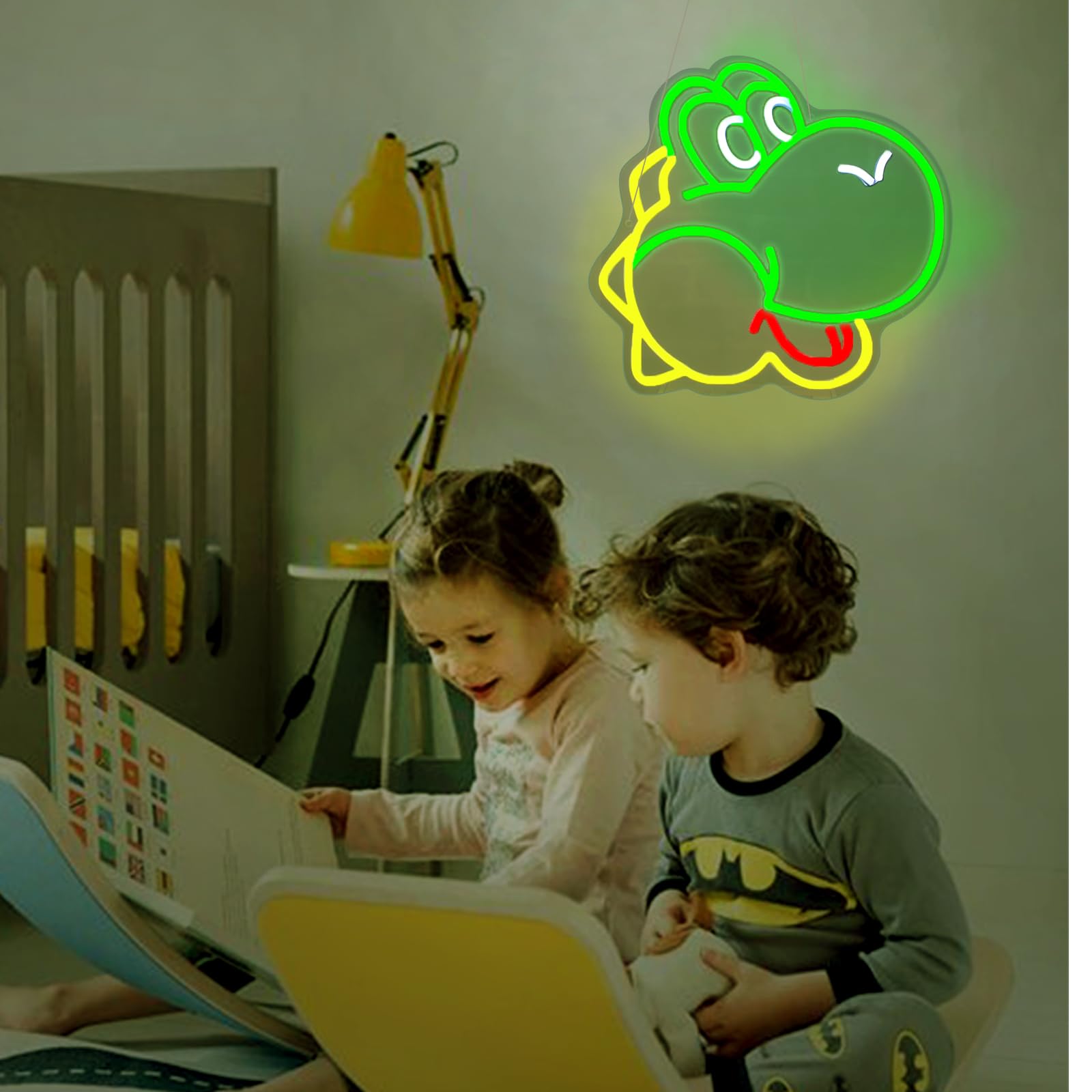 Yoshi Neon Sign Green Led Anime Dinosaur Neon Light Signs for Wall ...