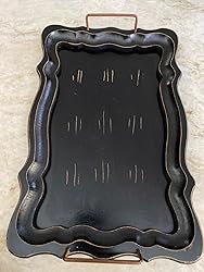 Amazon.com: MyGift Rustic Black Brown Wood Large Serving Tray with Handles, Rectangular ...