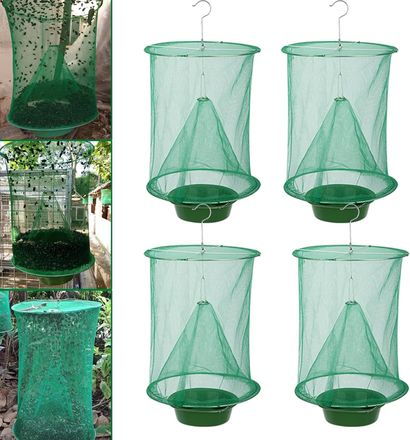 Amazon.com: 4 Pack Ranch Fly Traps - Reusable Fly Traps with Bait-Tray ...