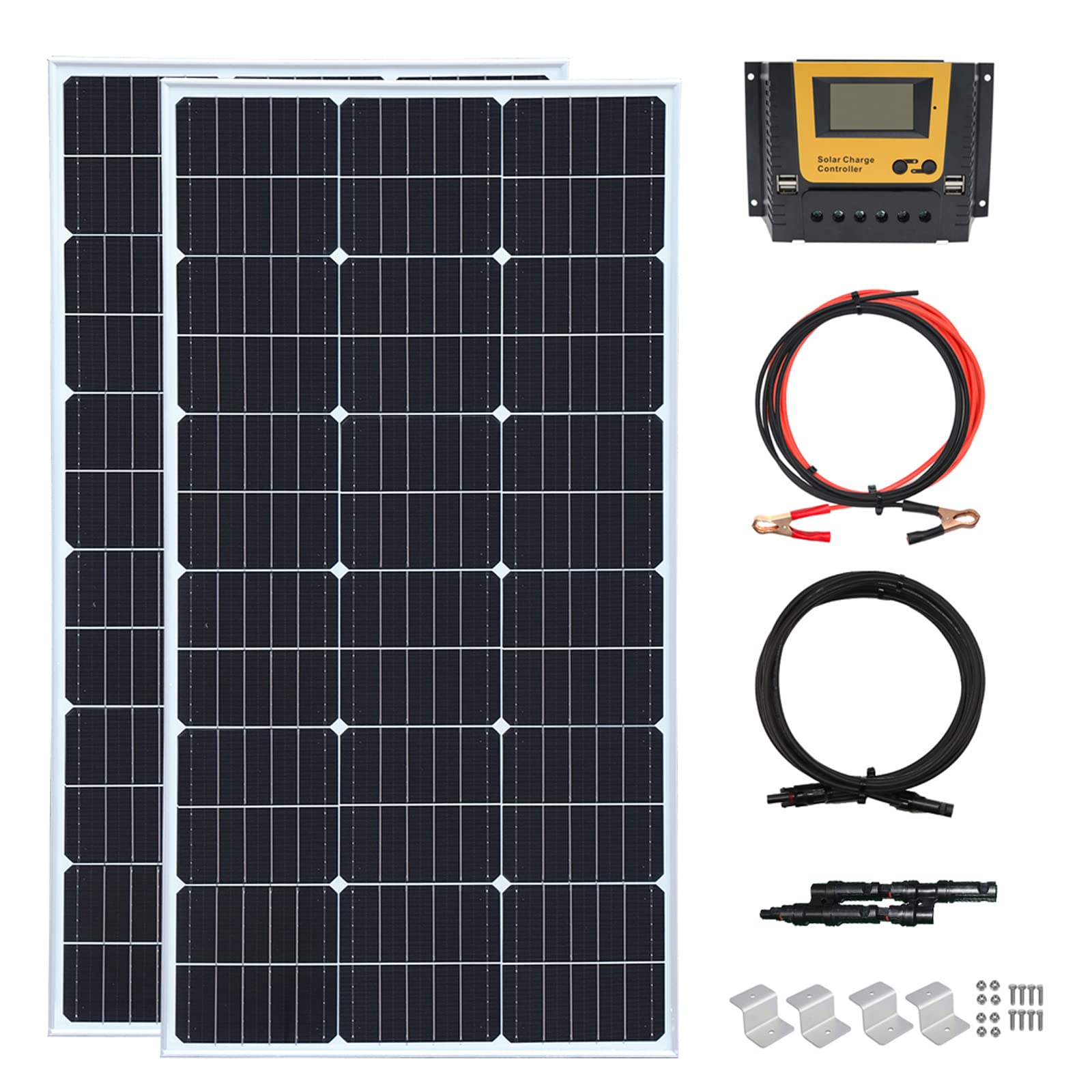 Buy WUZECK 200 Watt 12Volt/24Volt Solar Panel Kit 2X100W ...