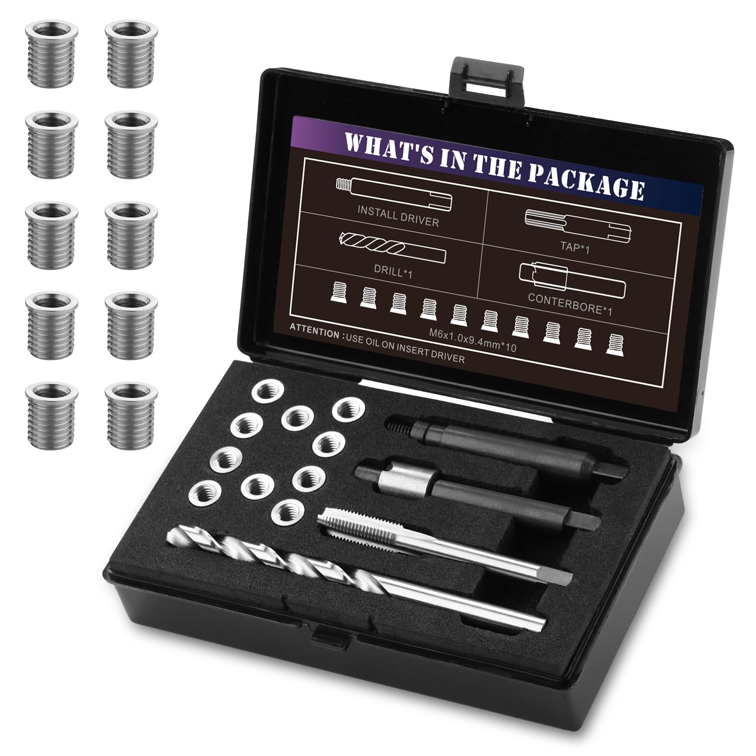 Amazon.com: SENNMONN M6X1.0 Thread Repair Kit with 9.4mm Insert HSS ...