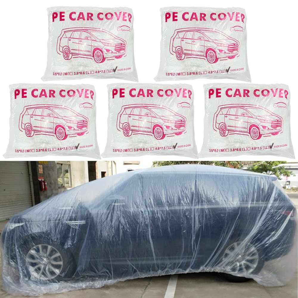 Amazon.com: LuliKa 5 Packs Disposable Car Cover Clear Plastic Car Cover ...