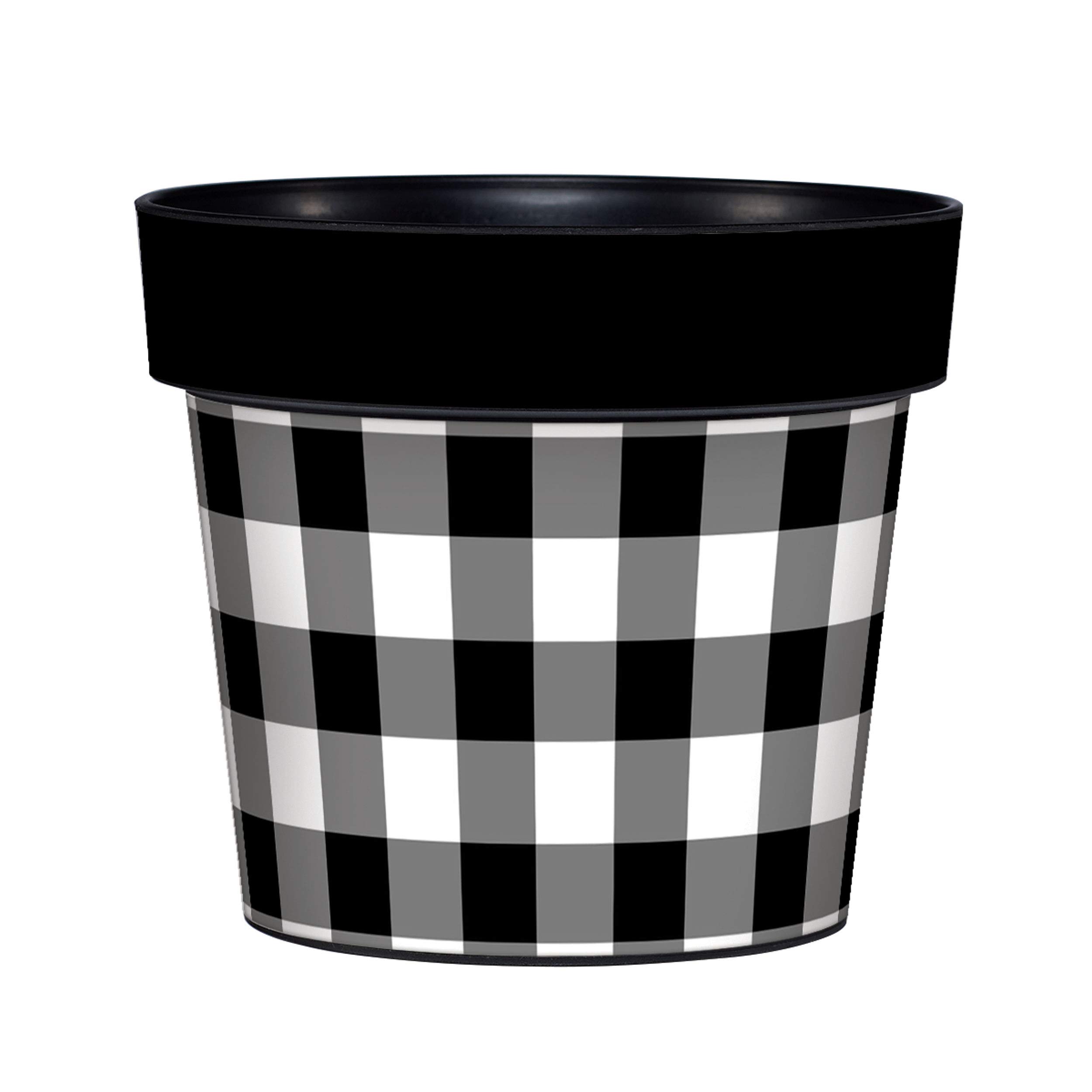 Amazon.com : Studio M Black and White Check Art Pot, Decorative Planter ...