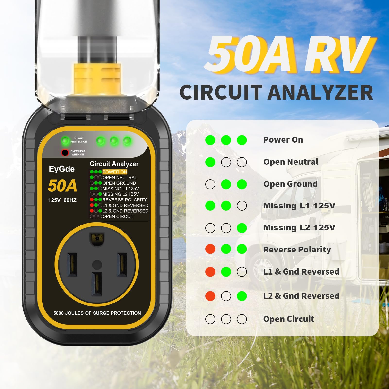 Snapklik.com : EyGde RV Surge Protector 50 Amp - Upgraded Certified RV ...