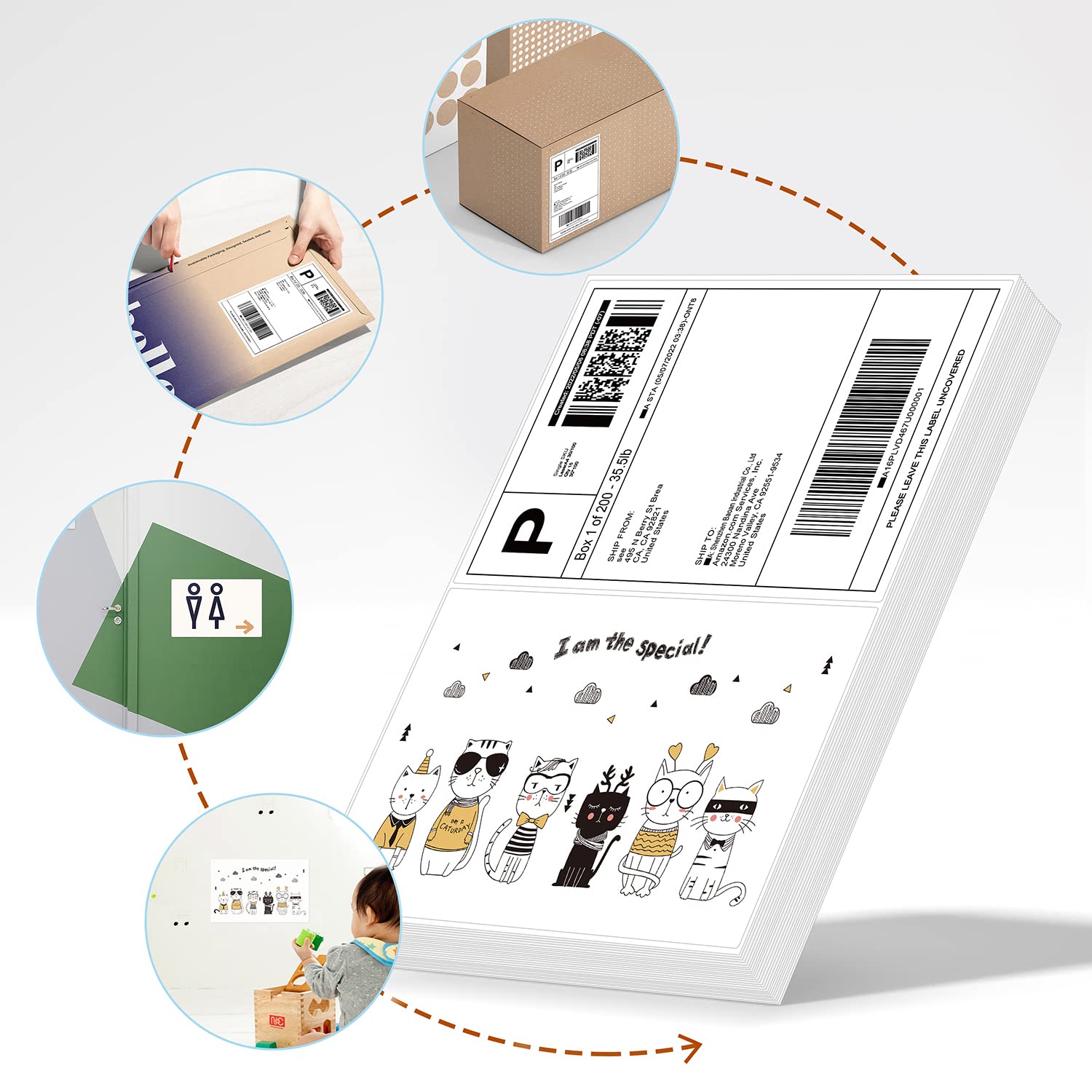 Snapklik.com : 8-1/2"5-1/2" Shipping Labels 100 Labels Sticker Paper ...