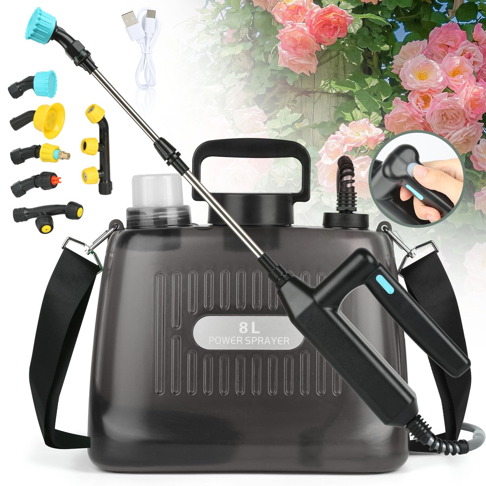 Amazon.com : Battery Powered Sprayer 2 Gal, Rechargeable Garden Sprayer ...
