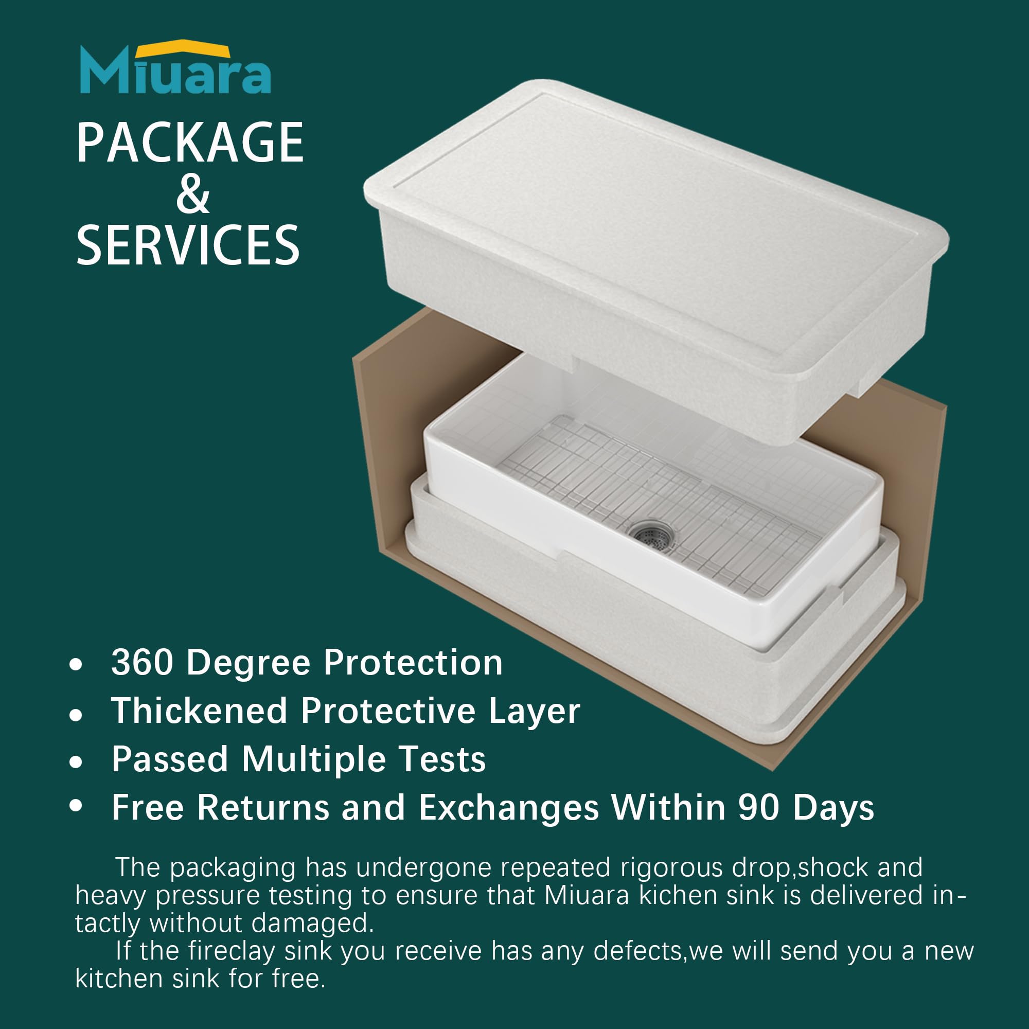 Farmhouse Sink 36 Inch - Widen Extra Large Farm Sink 36"x20",White ...