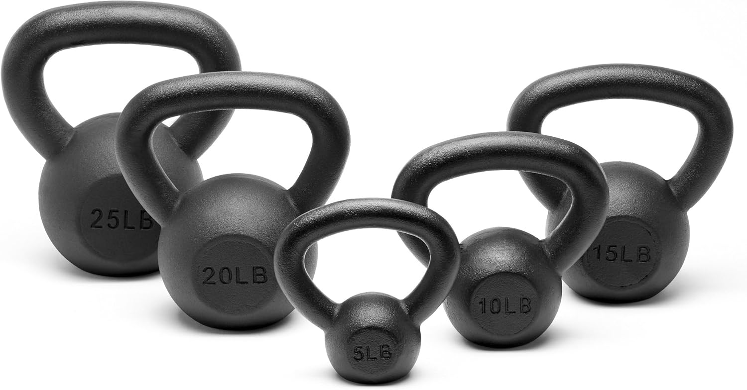 Amazon.com : Unipack Powder Coated Solid Cast Iron Kettlebell Weights ...