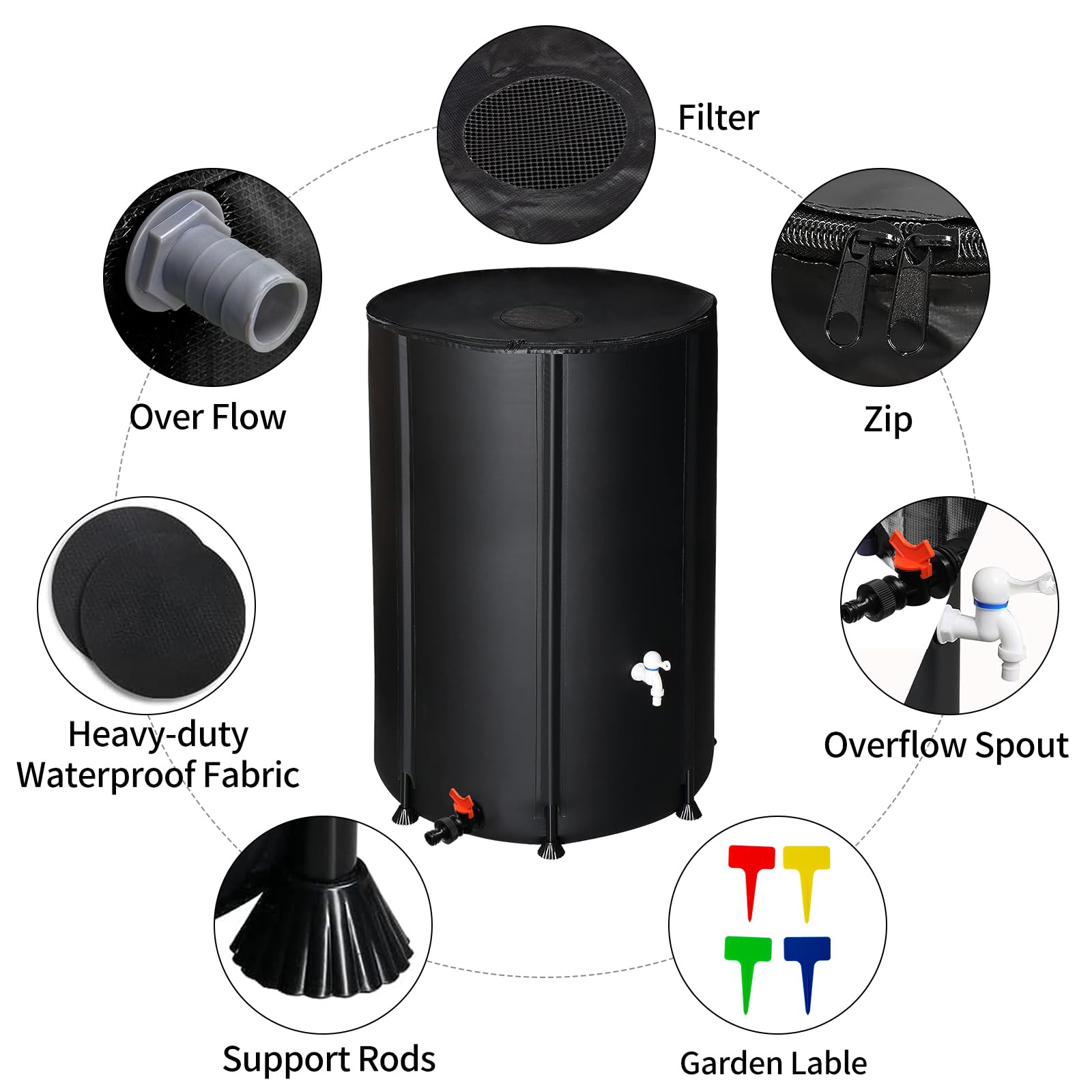 Snapklik.com : Collapsible Rain Barrel, 100 Gallon Portable Rainwater ...