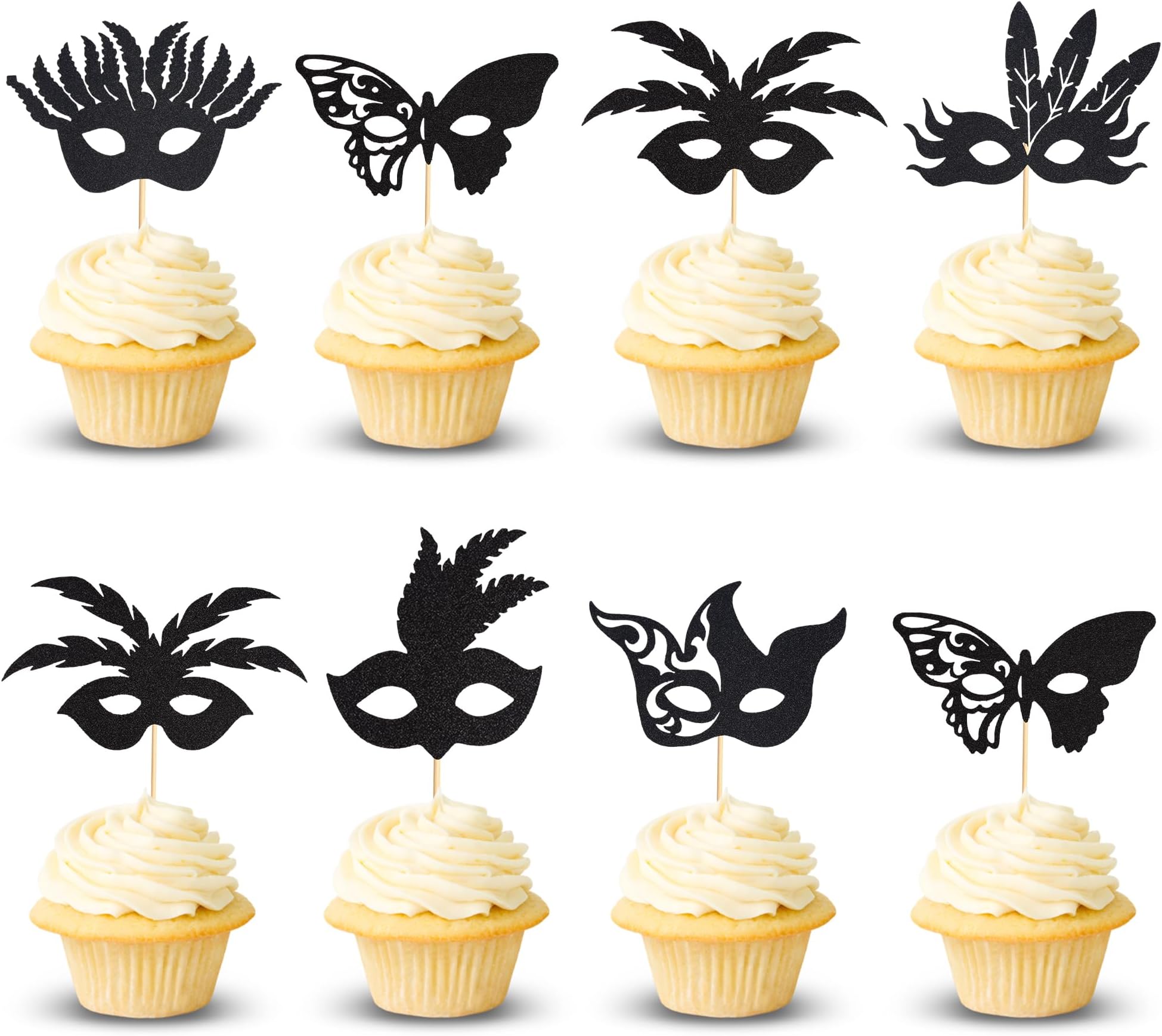 Amazon.com: Arthsdite 24Pcs Masquerade Masks Cupcake Toppers ...