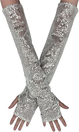 Amazon.com: PURFUN Women Sparkling Sequin Dance Gloves Glitter Dance ...