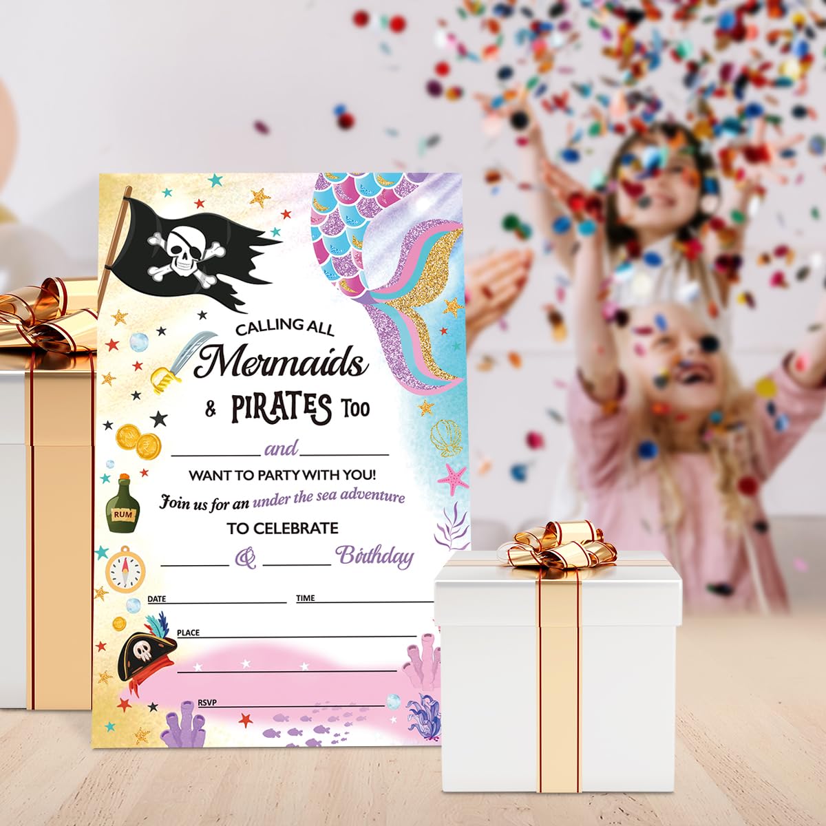 Mermaid Invitations 20 Pcs Mermaid Birthday Invitations - With ...