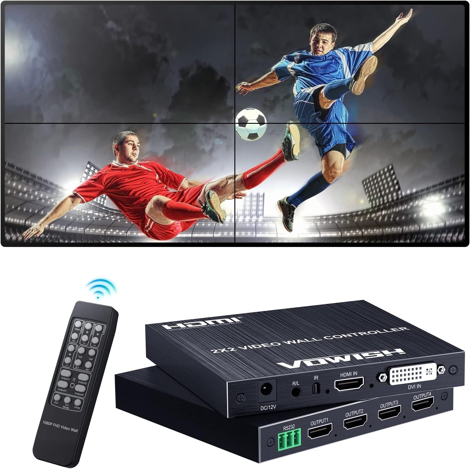 Amazon.com: Vowish 4K 2x2 Video Wall Controller, HDMI & DVI Input Video ...