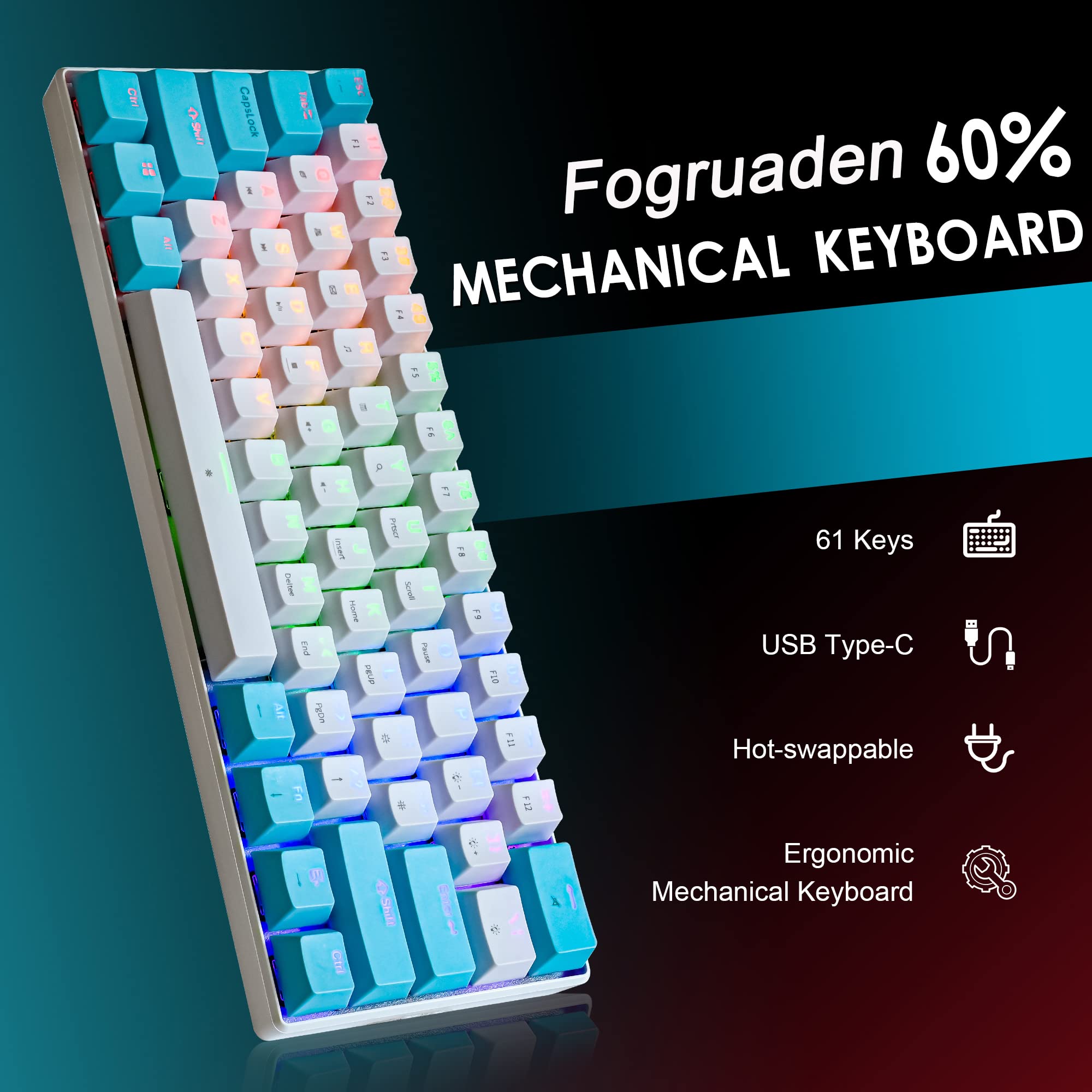 Fogruaden Teclado mecánico 60...B09MVSKBTC | Encarguelo.com