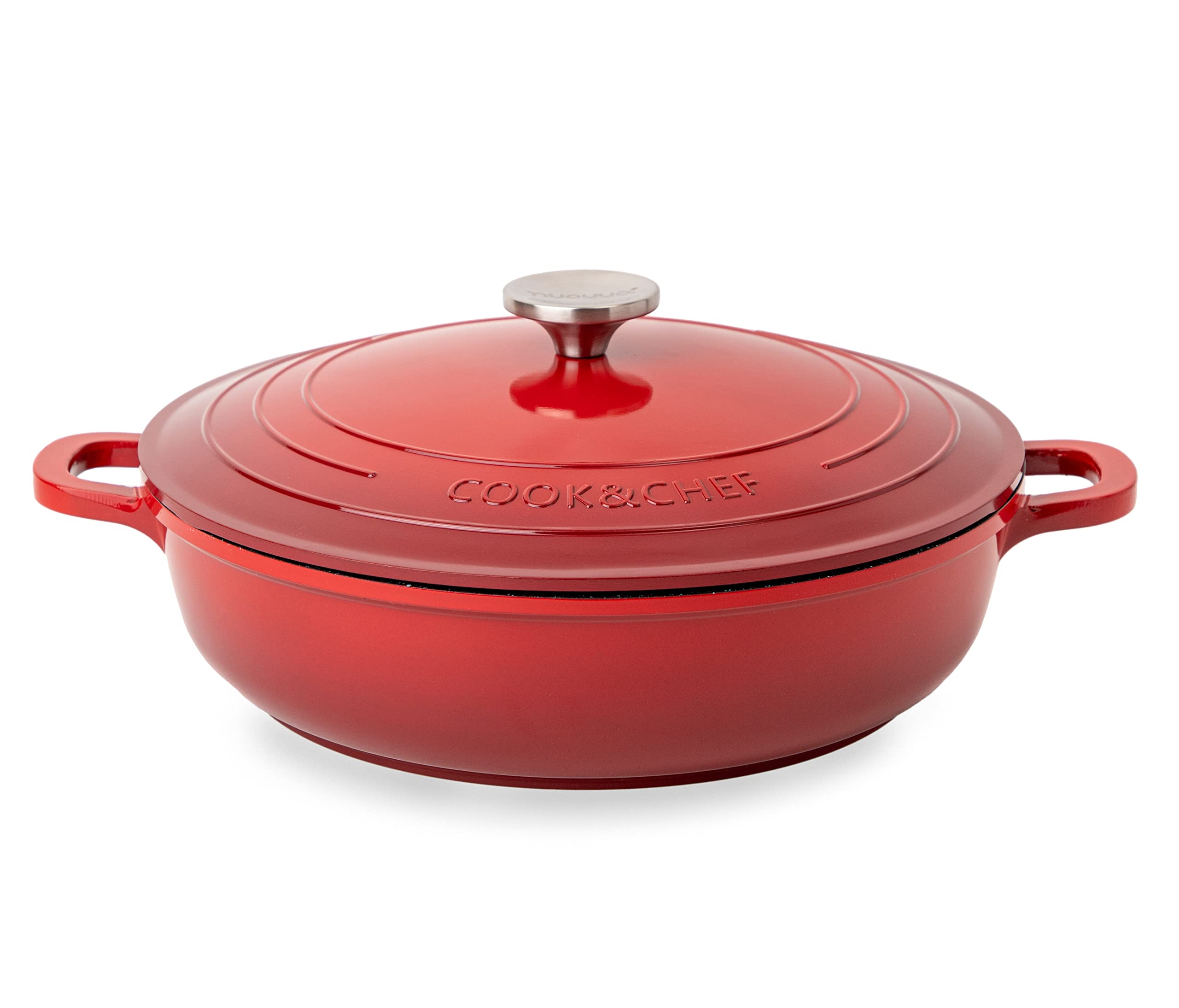 Non-Stick Aluminium Pot with Lid – Sturdy Shallow Dutch Oven ...