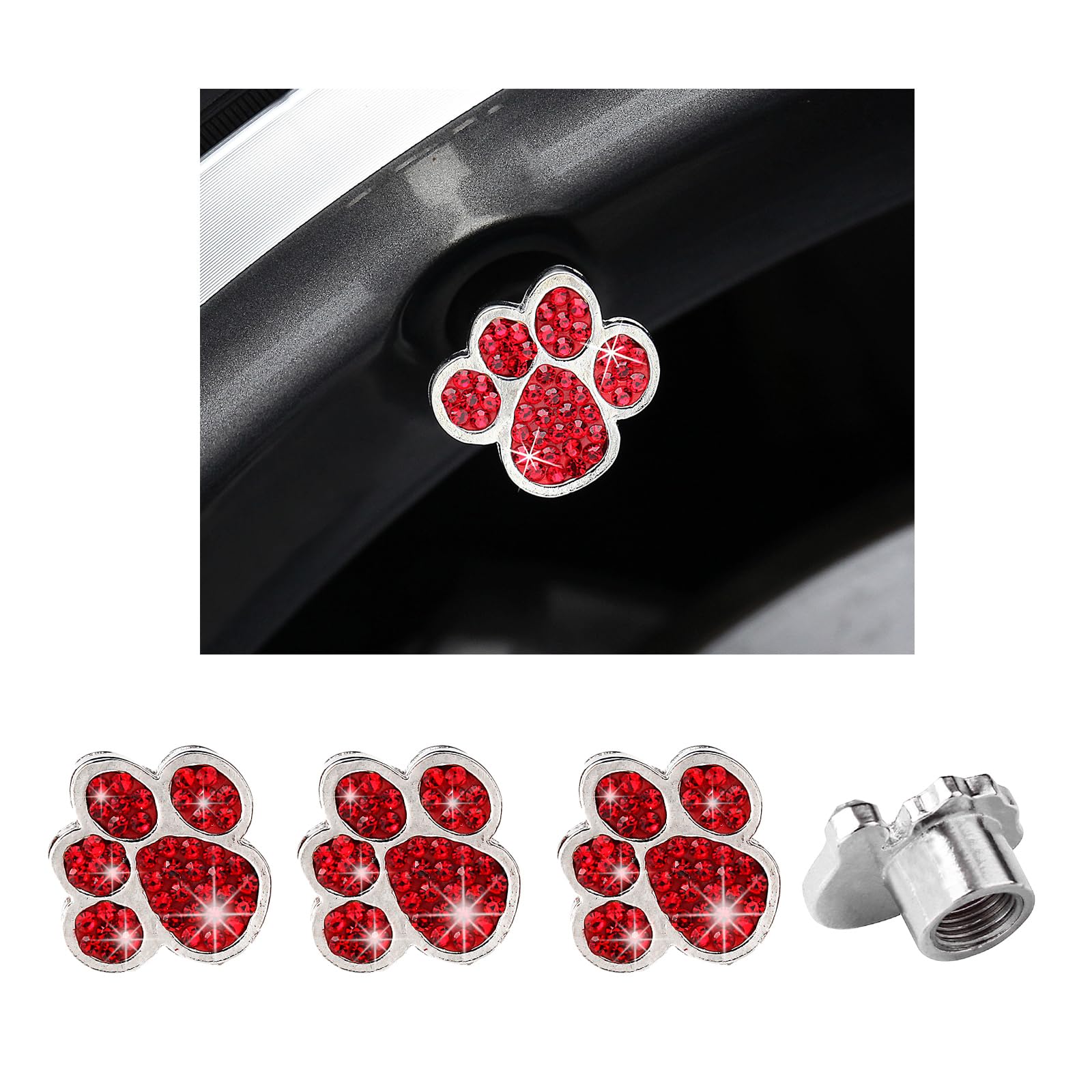 Amazon.com: Augeny 4PCS Crystal Paw Tire Valve Caps, Bling Handmade ...