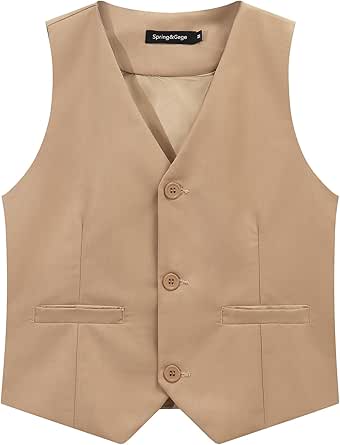 Amazon.com: Spring&Gege Boy's Formal Suit Vest Solid Dress Waistcoat ...