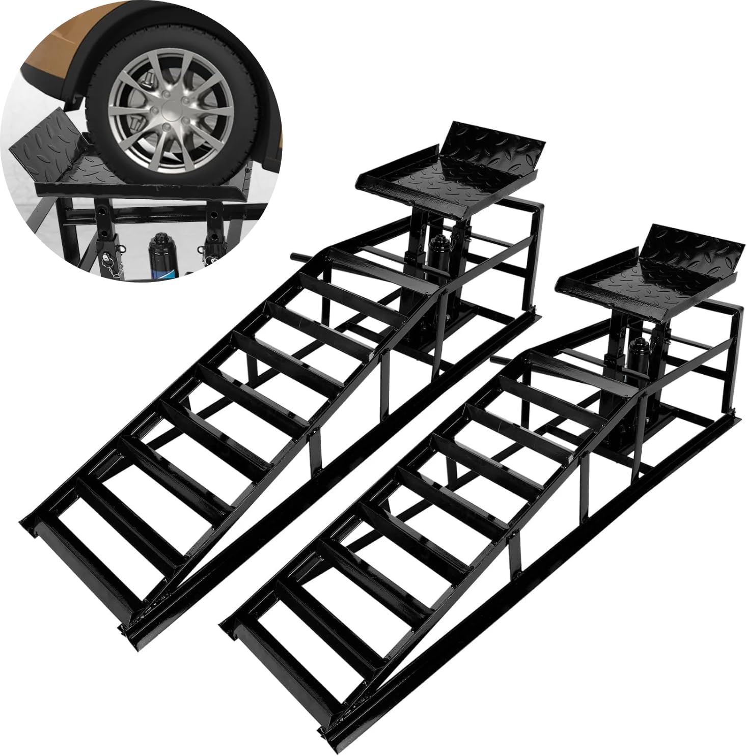 Amazon.com: 5T Hydraulic Car Truck Service Ramps for Oil Changes 2 ...