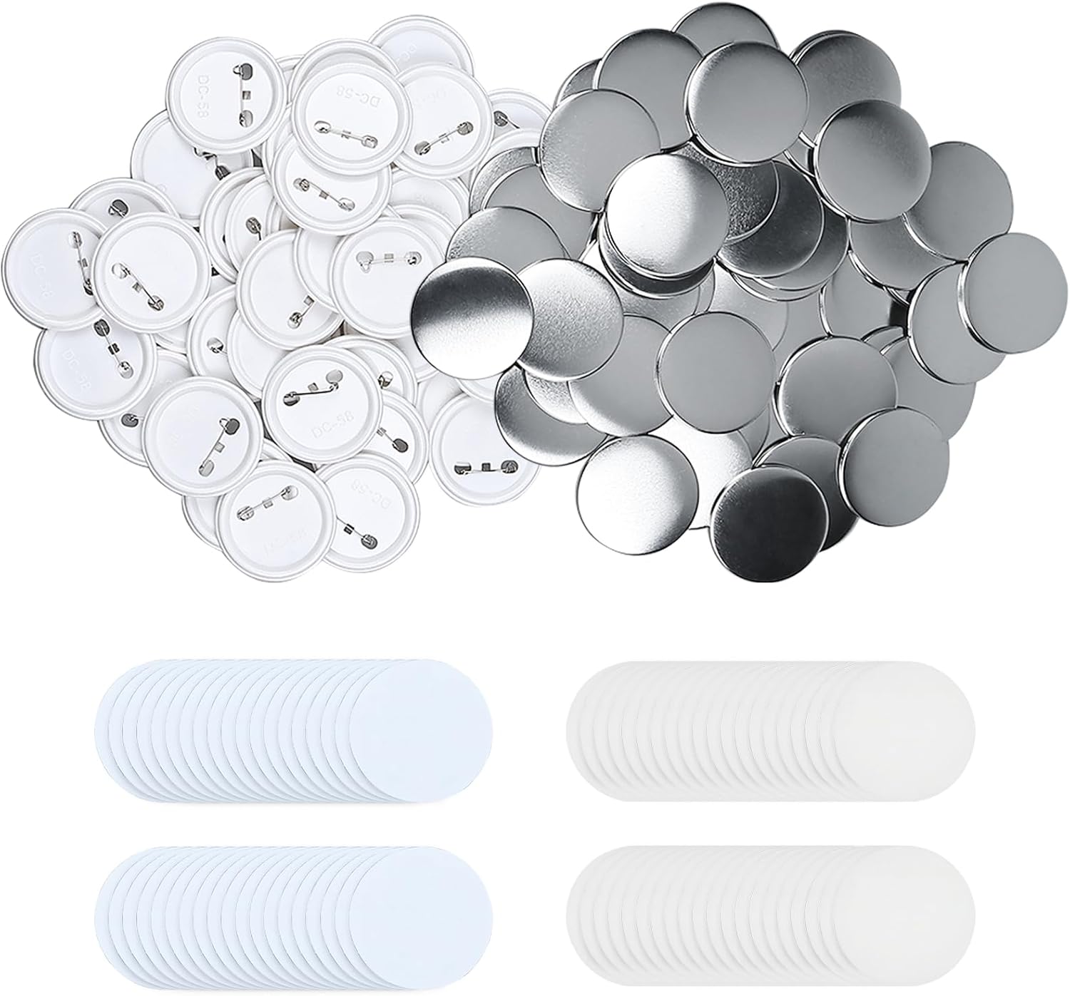 Yaegoo 100 PCS Button Making Supplies 100 Sets Round Badge Button Parts ...