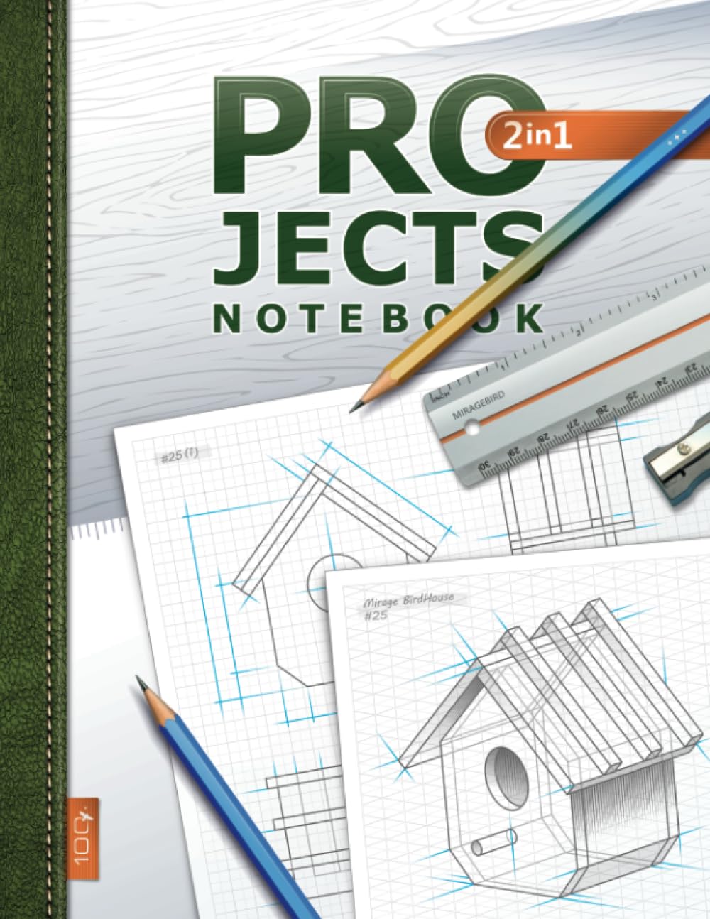 PROJECTS Notebook 2-in-1: Graph Paper Notebook with Two Grids ...