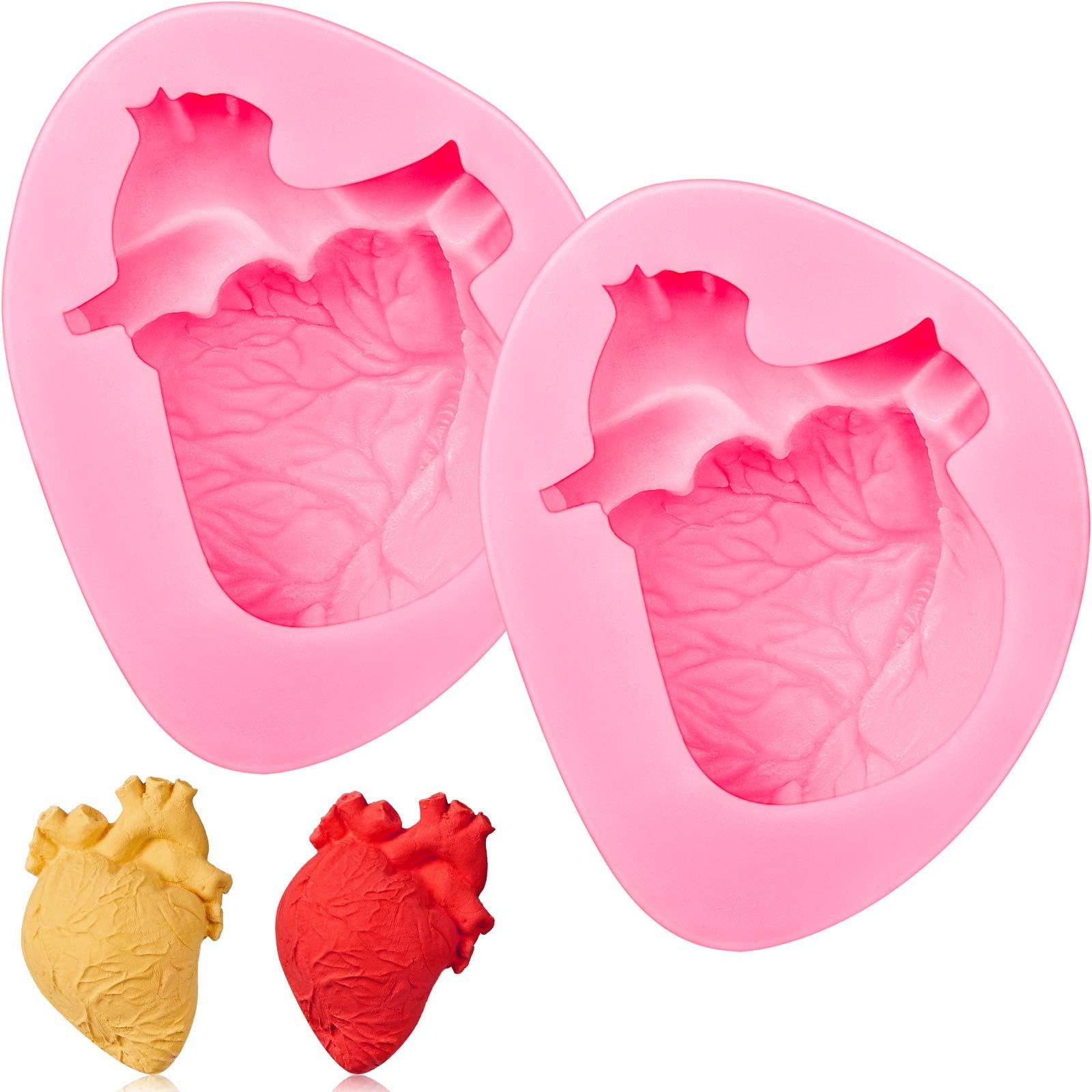 Amazon.com: 2 Pieces 3D Human Heart Shaped Ice Cream Mousse Silicone ...